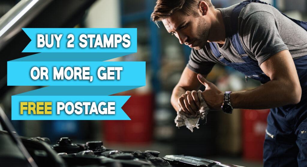 Garage Service Stamps / Mechanic Stamps, 7 Days a Week, VAT FREE
